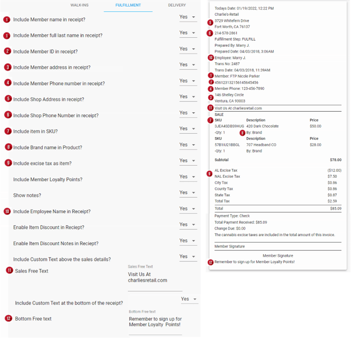 Retail | Manage Receipt Settings